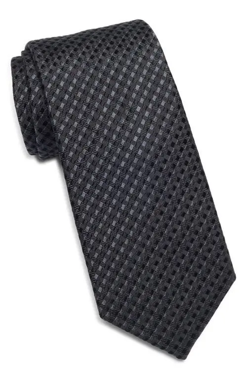 Nordstrom Lamont Check Silk Tie - Black