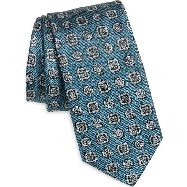 Nordstrom Aguilar Medallion Silk Neck Tie - Aqua