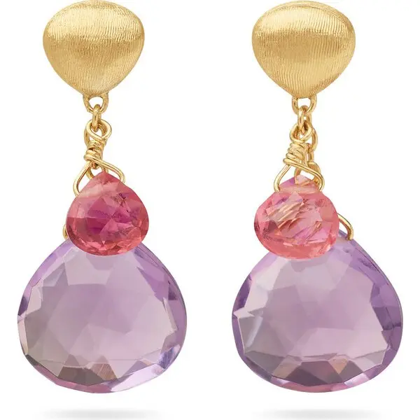 Marco Bicego Paradise Amethyst, Tourmaline And Rhodolite Drop Earrings - 18k Gold