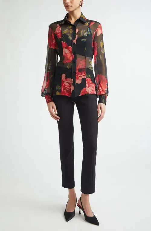 Carolina Herrera Isabella Sheer Silk Chiffon Button-up Shirt