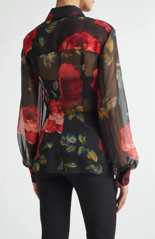 Carolina Herrera Isabella Sheer Silk Chiffon Button-up Shirt