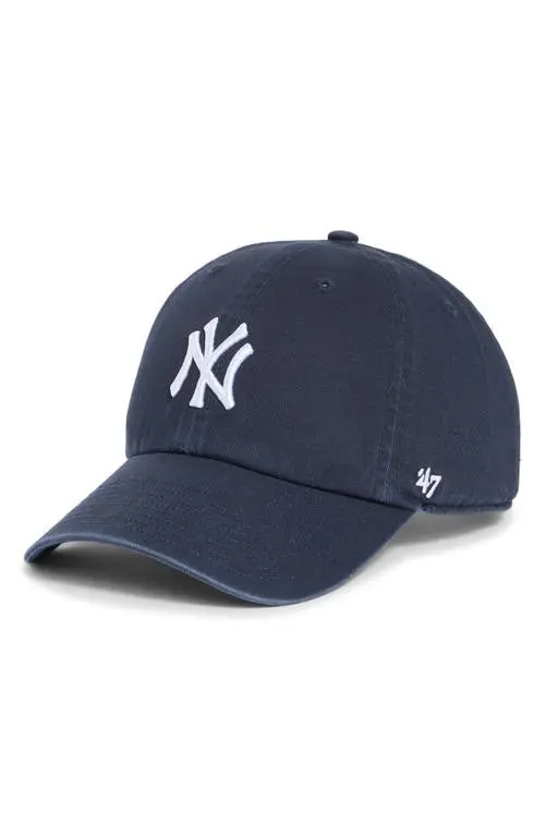 SPORTY & RICH Yankees Serif Cotton Twill Baseball Cap - Dark Navy
