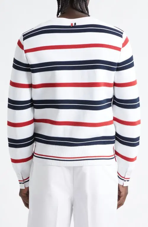 Thom Browne Variegated Rep Stripe Ottoman Stitch Sweatshirt