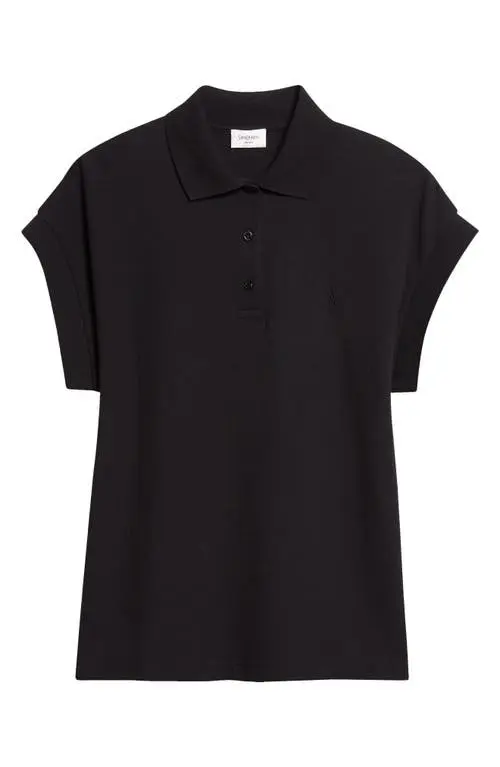 Saint Laurent Cotton Blend Cap Sleeve Polo - Noir