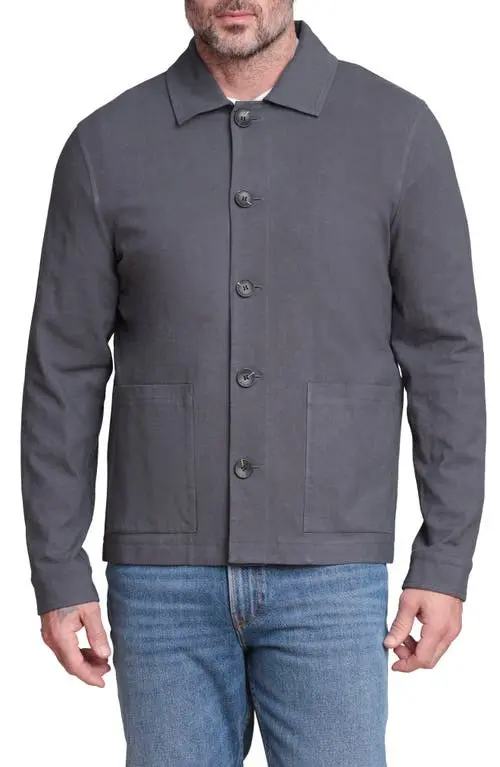 Bagatelle Relaxed Fit Linen & Cotton Work Jacket - Charcoal