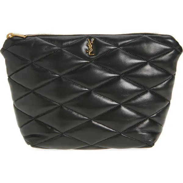 Saint Laurent Large Quilted Cosmetics Pouch - Noir