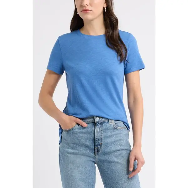 Caslon Cotton Blend Crewneck T-shirt - Blue Glory