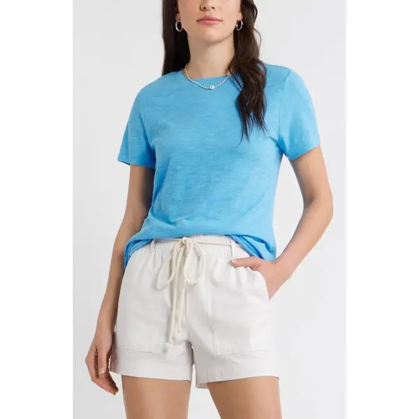 Caslon Cotton Blend Crewneck T-shirt - Blue Maya