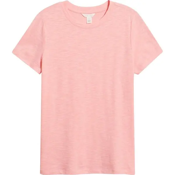 Caslon Cotton Blend Crewneck T-shirt - Pink Dianthus