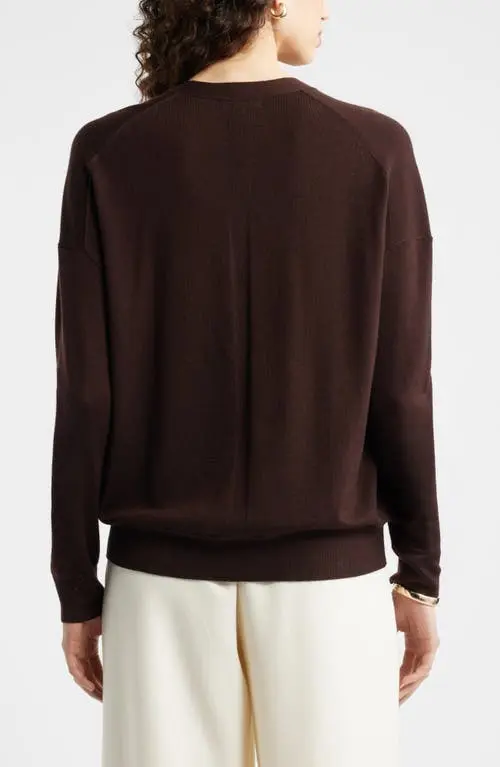 Nordstrom Lightweight Wool-blend Cardigan - Brown Coffee