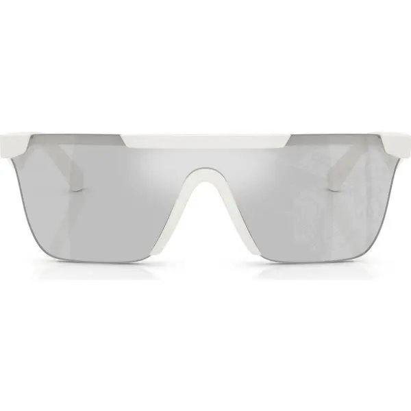 Burberry 141mm Rectangular Shield Sunglasses - White/light Grey Silver