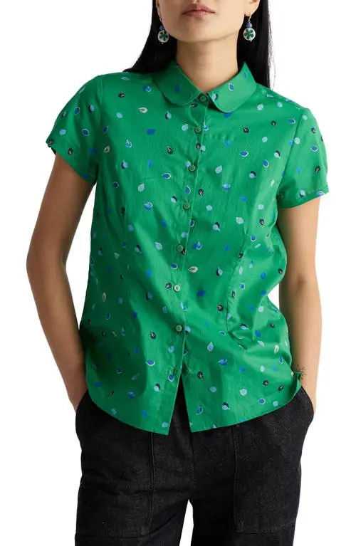SEASALT CORNWALL Rushmaker Petal Spot Organic Cotton Voile Button-up Shirt - Petal Spot Bright Green