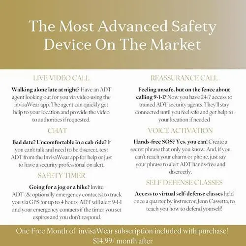INVISAWEAR Smart Jewelry Personal Safety Keychain With Adt And 911 Features - Silver