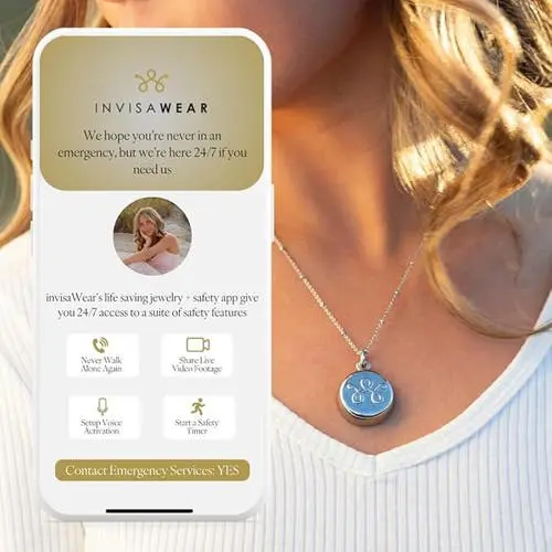 INVISAWEAR Smart Jewelry Personal Safety Keychain With Adt And 911 Features - Silver