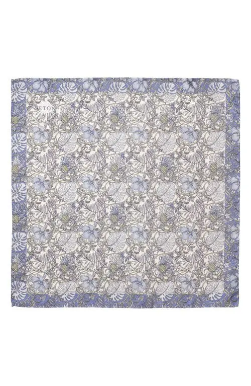 Eton Tropical Oxford Silk Pocket Square - Light Blue