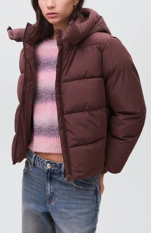 Mango Puffer Coat - Burgundy