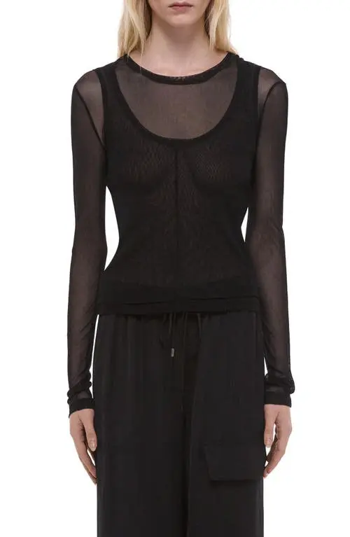 Helmut Lang Layered Mesh Long Sleeve T-shirt - Black