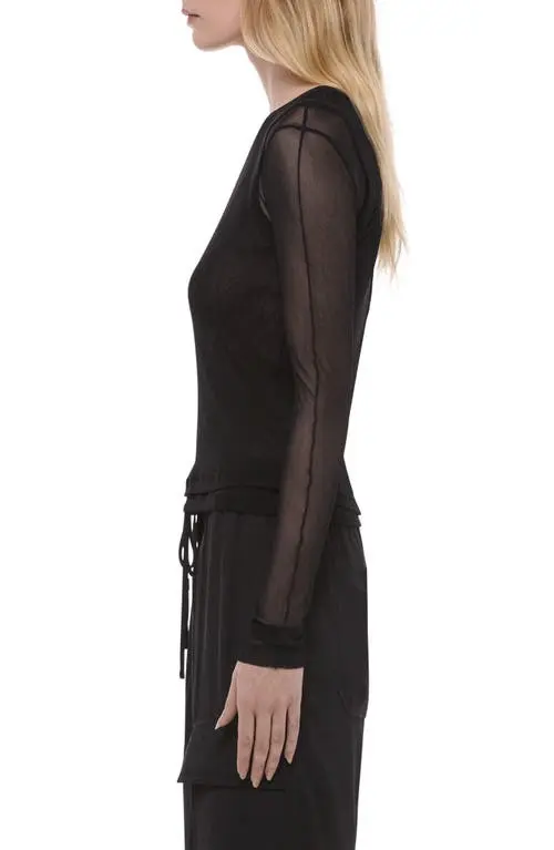 Helmut Lang Layered Mesh Long Sleeve T-shirt - Black