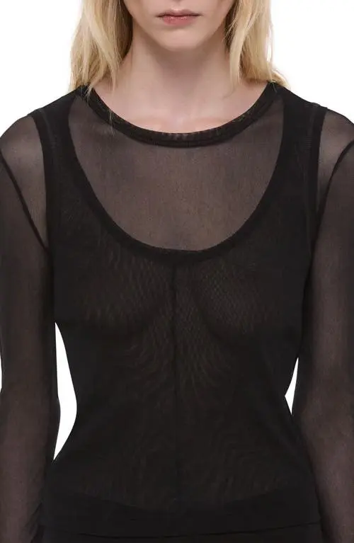 Helmut Lang Layered Mesh Long Sleeve T-shirt - Black