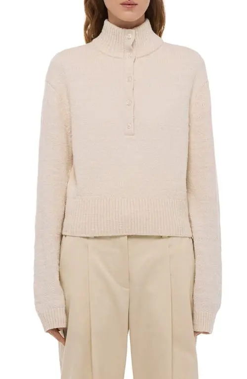 Helmut Lang Wool & Cotton Blend Slub Turtleneck Sweater - Natural