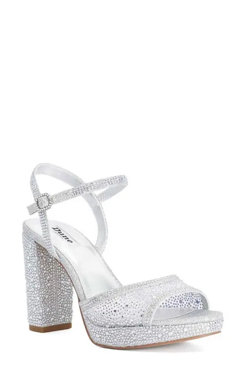 Dune London Mesmerizing Ankle Strap Platform Sandal - Silver