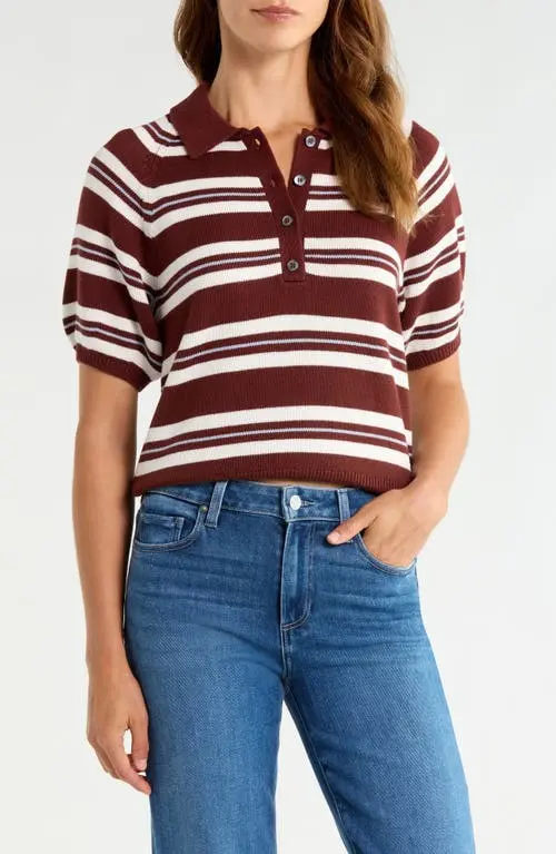 Paige Birch Polo Sweater - Garnet Multi