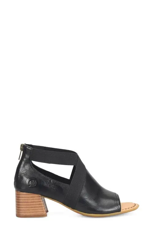 BØRN Searing Stacked Heel Sandal - Black Leather