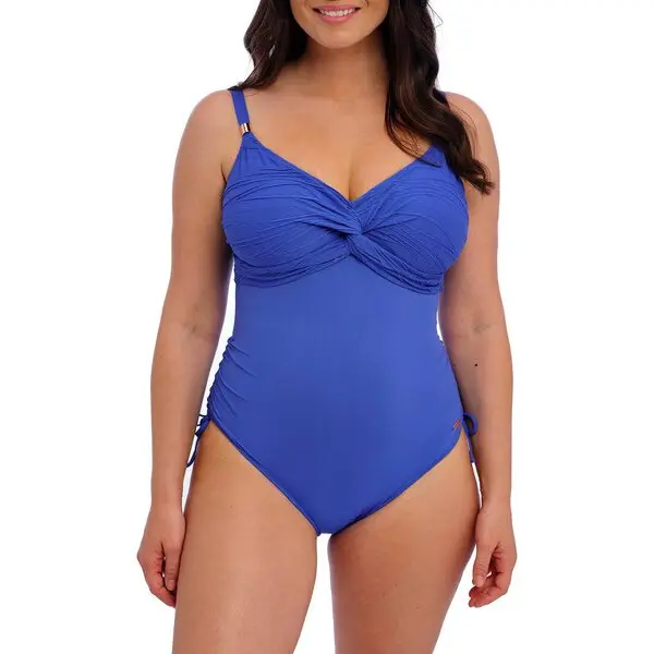Fantasie Twist Front Underwire Jacquard One-piece Swimsuit - Ultramarine