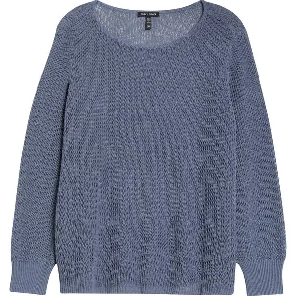 Eileen Fisher Organic Cotton & Silk Ballet Neck Sweater - Flint