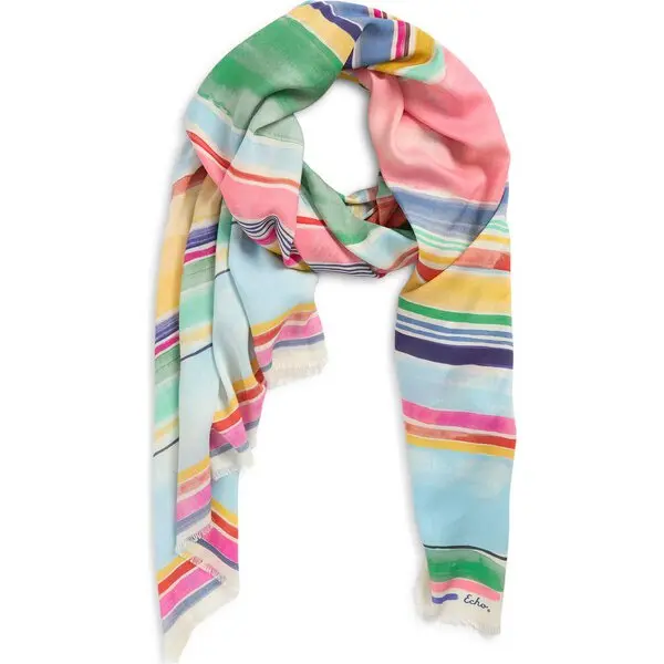 Echo Painted Stripe Scarf - Blue Multi