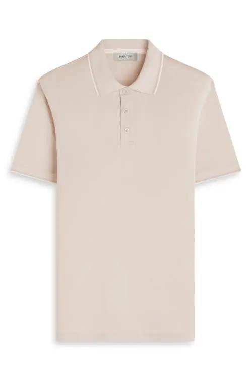 Bugatchi Tipped Pima Cotton Piqué Polo - Almond