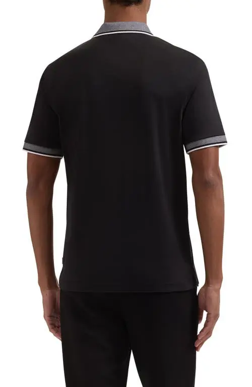 Bugatchi Tipped Pima Cotton Piqué Polo - Black