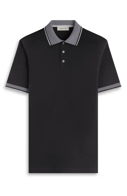 Bugatchi Tipped Pima Cotton Piqué Polo - Black