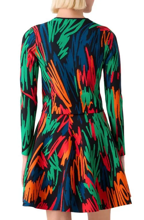 Akris Oversize Scribble Jacquard Cardigan