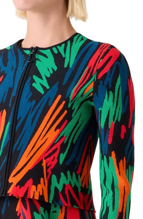 Akris Oversize Scribble Jacquard Cardigan