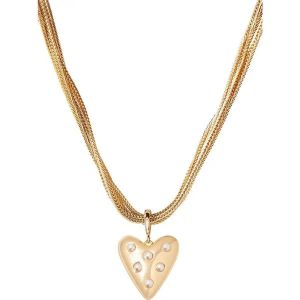 BROOK & YORK Bianca Faux Pearl Heart Pendant Necklace - Gold