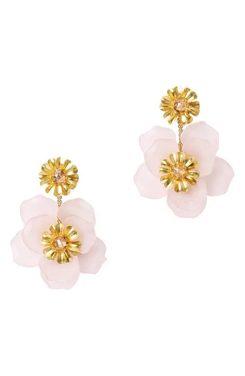 Deepa Gurnani Yuka Flower Drop Earrings - Baby Pink