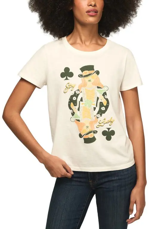 Lucky Brand Stay Lucky Cotton T-shirt - Gardenia