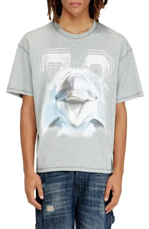 DIESEL® T-boxt Dolphin Graphic T-shirt - 032 - Melange Grey
