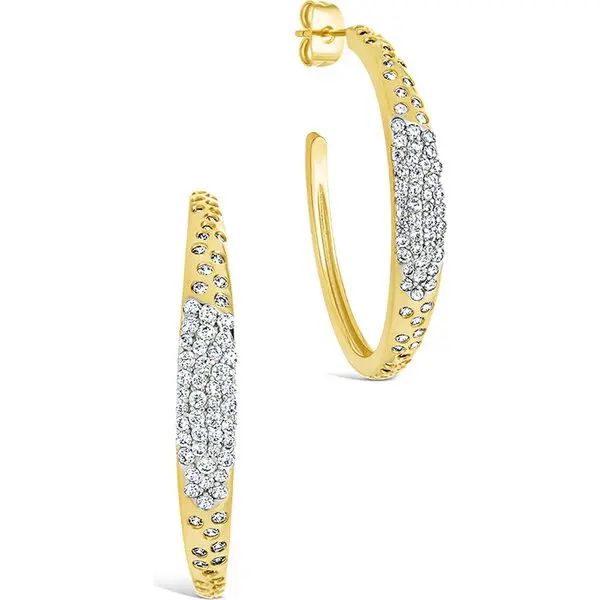 Sterling Forever Cherise Pavé Cubic Zirconia Hoop Earrings