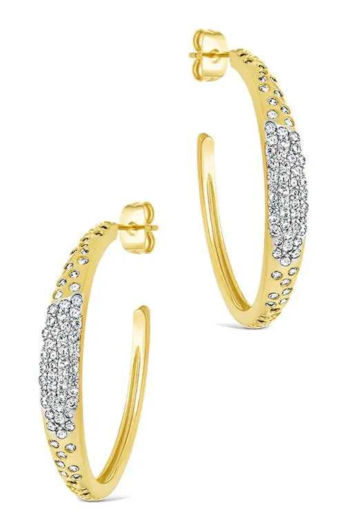 Sterling Forever Cherise Pavé Cubic Zirconia Hoop Earrings