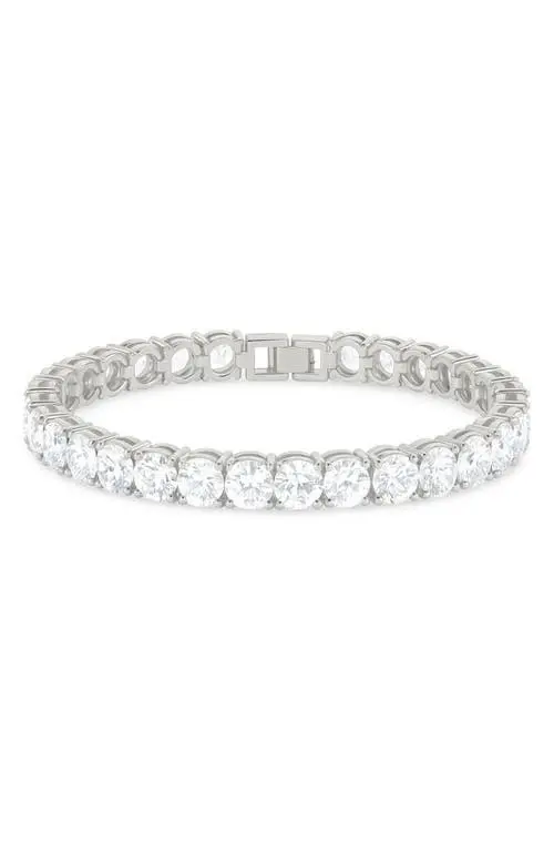 Sterling Forever Round Cut Cubic Zirconia Tennis Bracelet - Silver