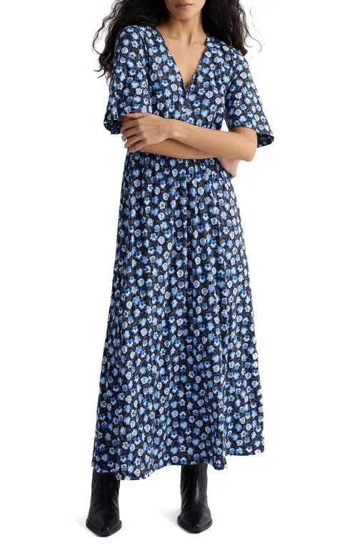 SEASALT CORNWALL Chateaux Floral Maxi Dress - Pressed Pansies Sail