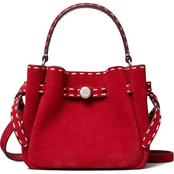 Tory Burch Mini Romy Suede Bucket Bag - Red