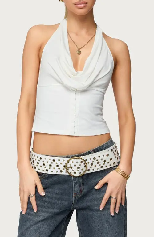 EDIKTED Crop Halter Top - White