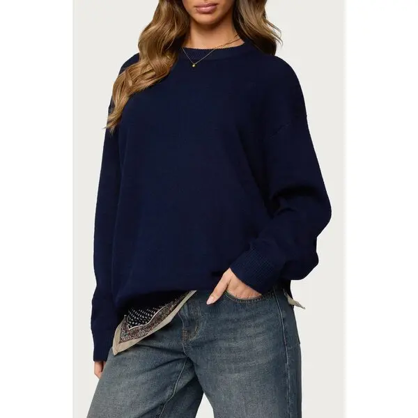 EDIKTED Ximenia Cutout Back Sweater - Navy