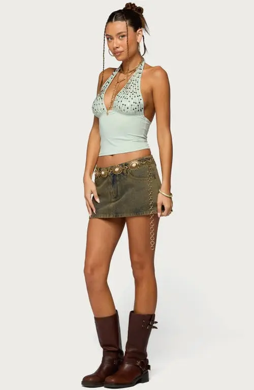 EDIKTED Sequin Embellished Halter Top