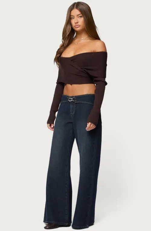 EDIKTED Off-the-shoulder Wrap Sweater