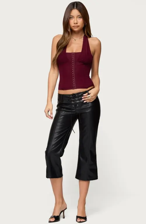 EDIKTED Mesh Halter Corset Top