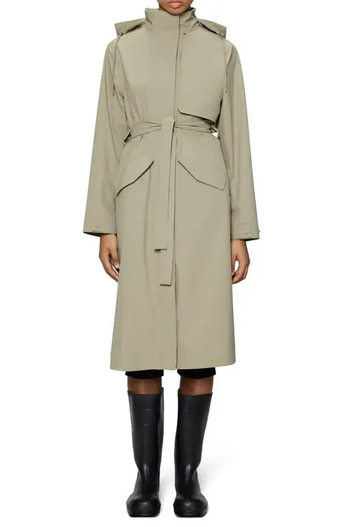 Rains Suva Waterproof Hardshell Raincoat With Removable Hood - Beige